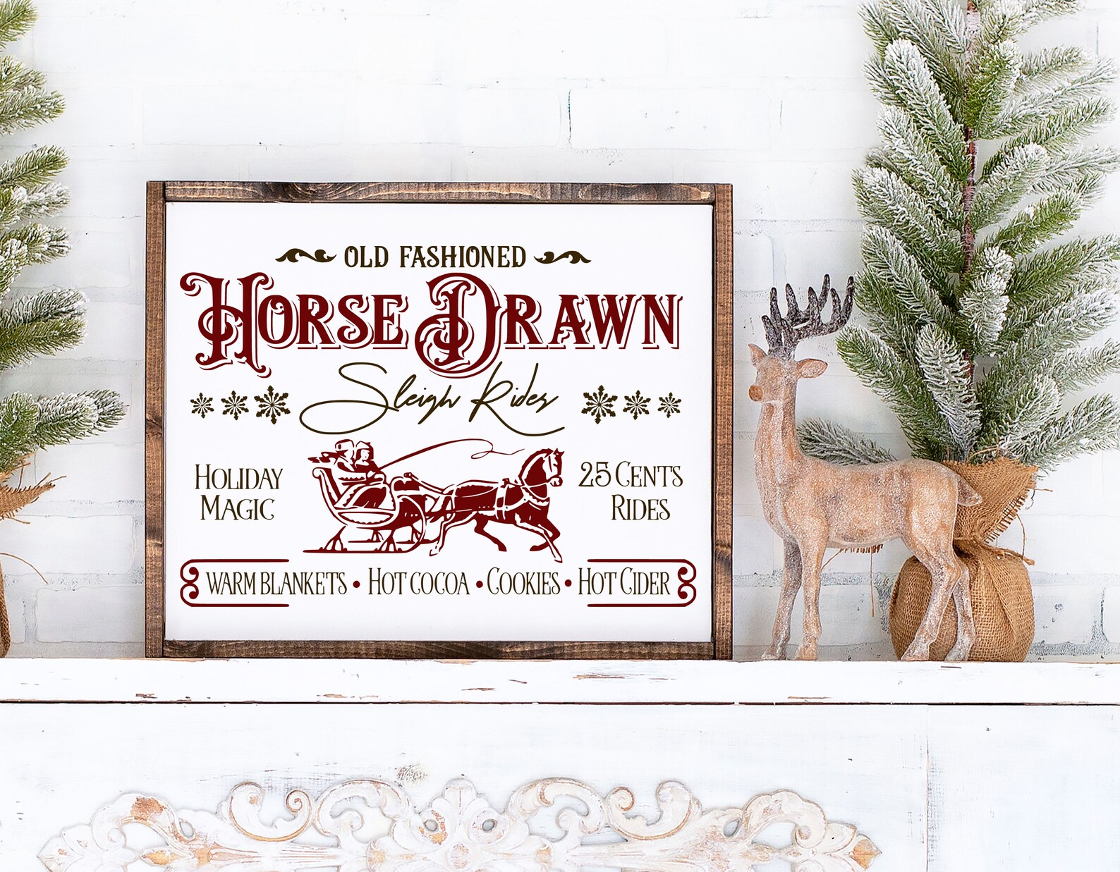 Old Fashioned Horse Drawn Sleigh Rides Wood Framed Canvas Sign - Etsy