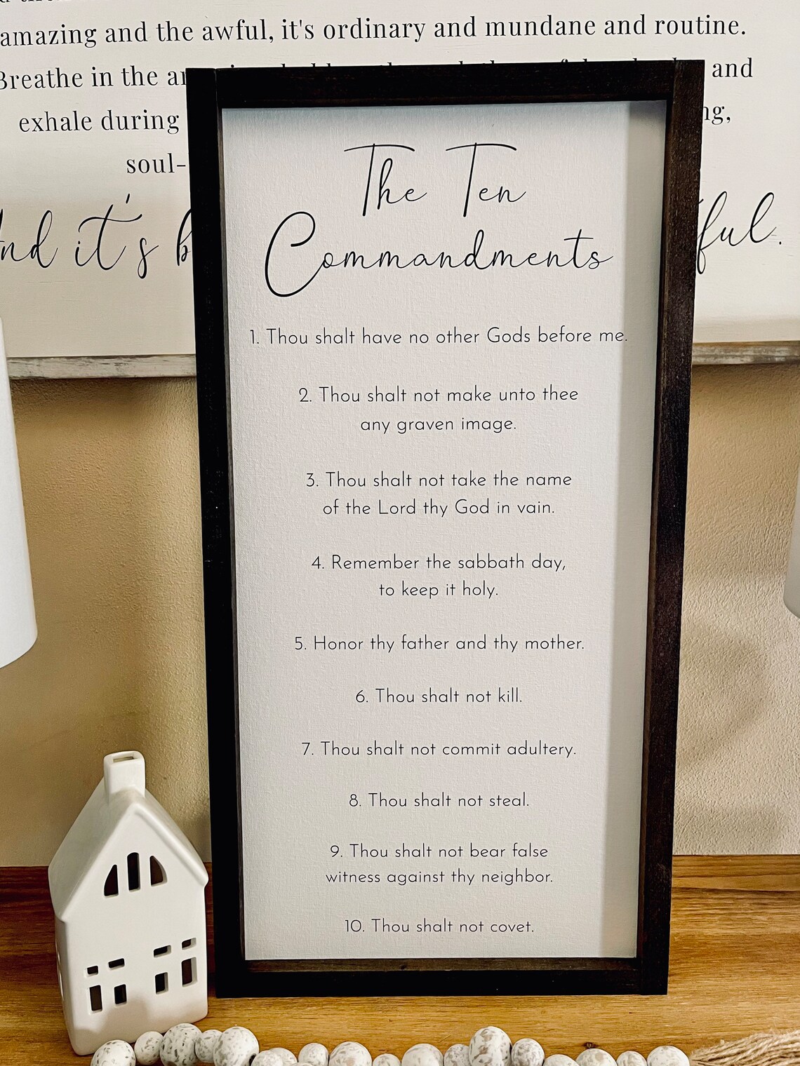 The Ten Commandments Sign Wood Framed Canvas Sign - Etsy