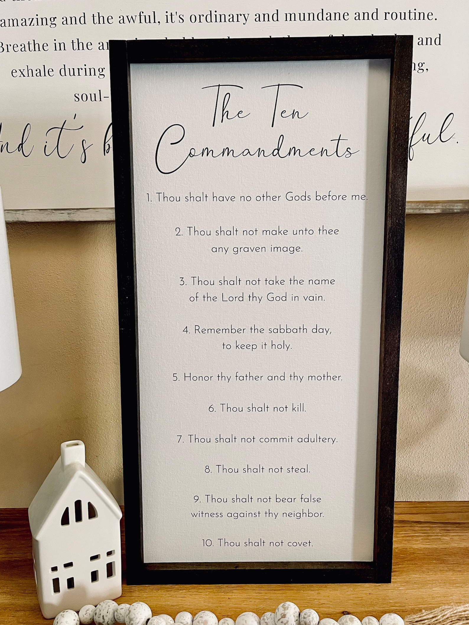 The Ten Commandments Sign Wood Framed Canvas Sign - Etsy