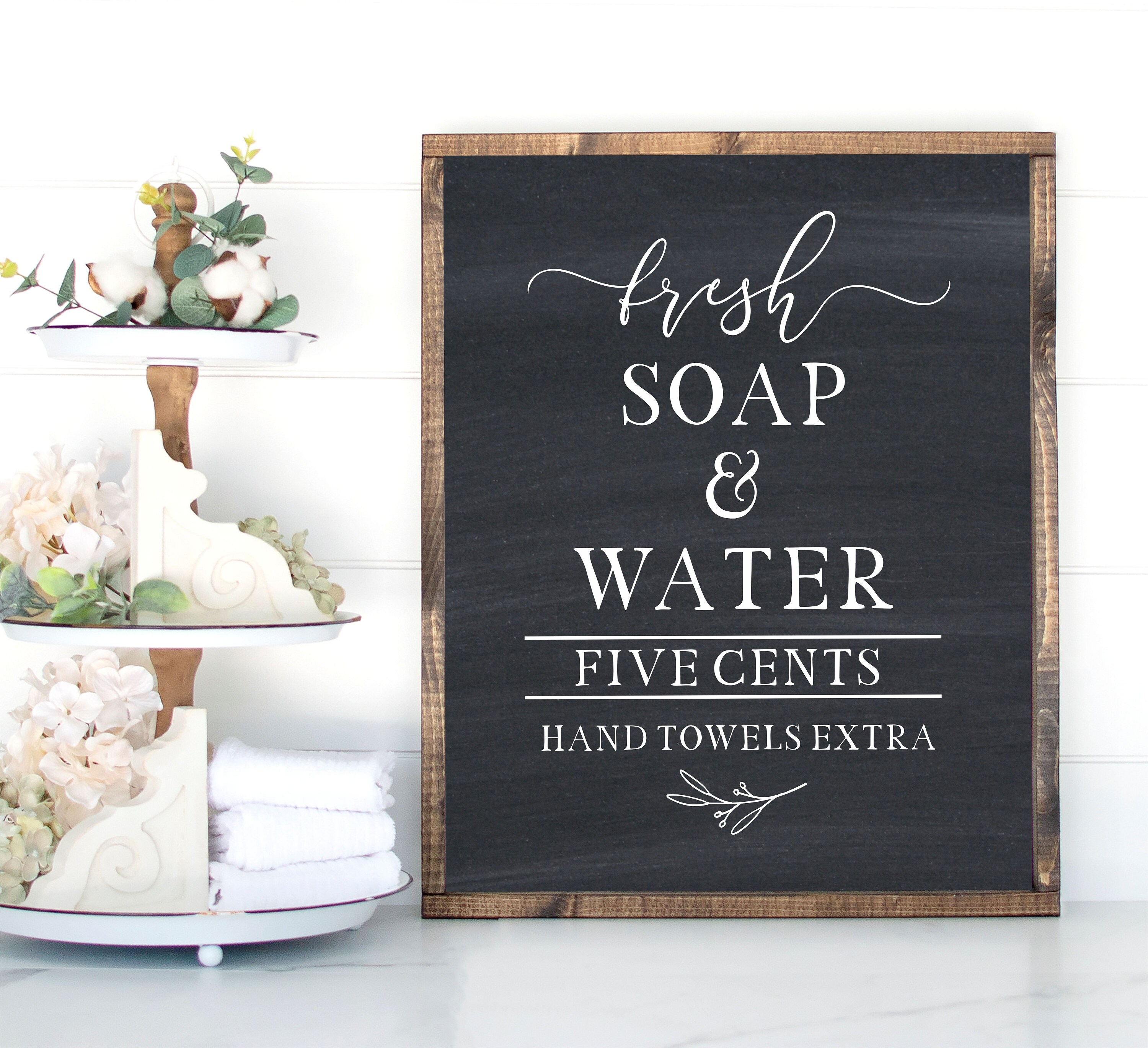 Fresh Soap and Water Bathroom Sign | Pine Wood Framed Canvas | Modern ...