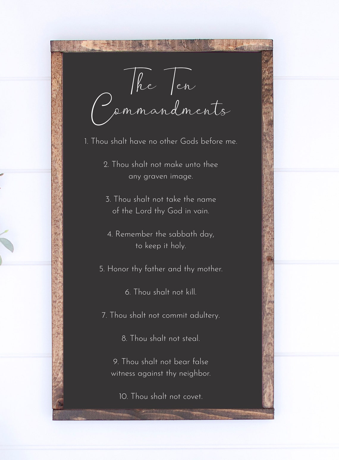 The Ten Commandments Sign Wood Framed Canvas Sign Black | Etsy