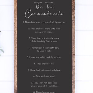 The Ten Commandments Sign | Wood Framed Canvas Sign | Black Background ...