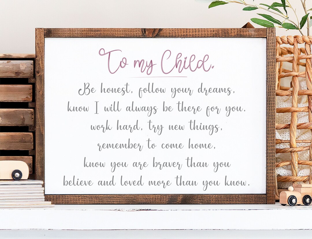 To My Child Wood Framed Canvas Sign | Green, Violet, Blue Options ...