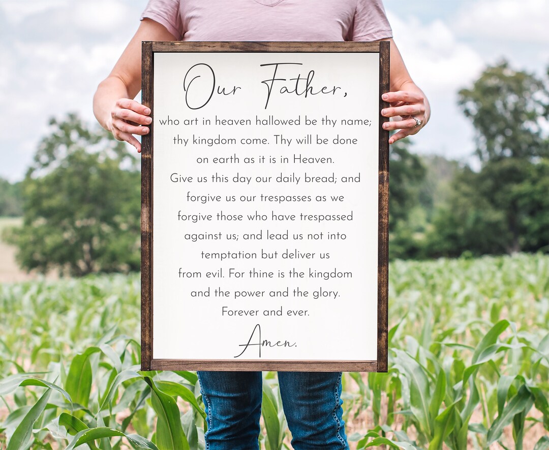 Lord’s Prayer Pine Wood Framed Canvas Sign | Farmhouse Decor ...