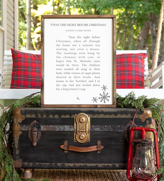 Twas the Night Before Christmas Book Page Wood Framed Canvas - Etsy