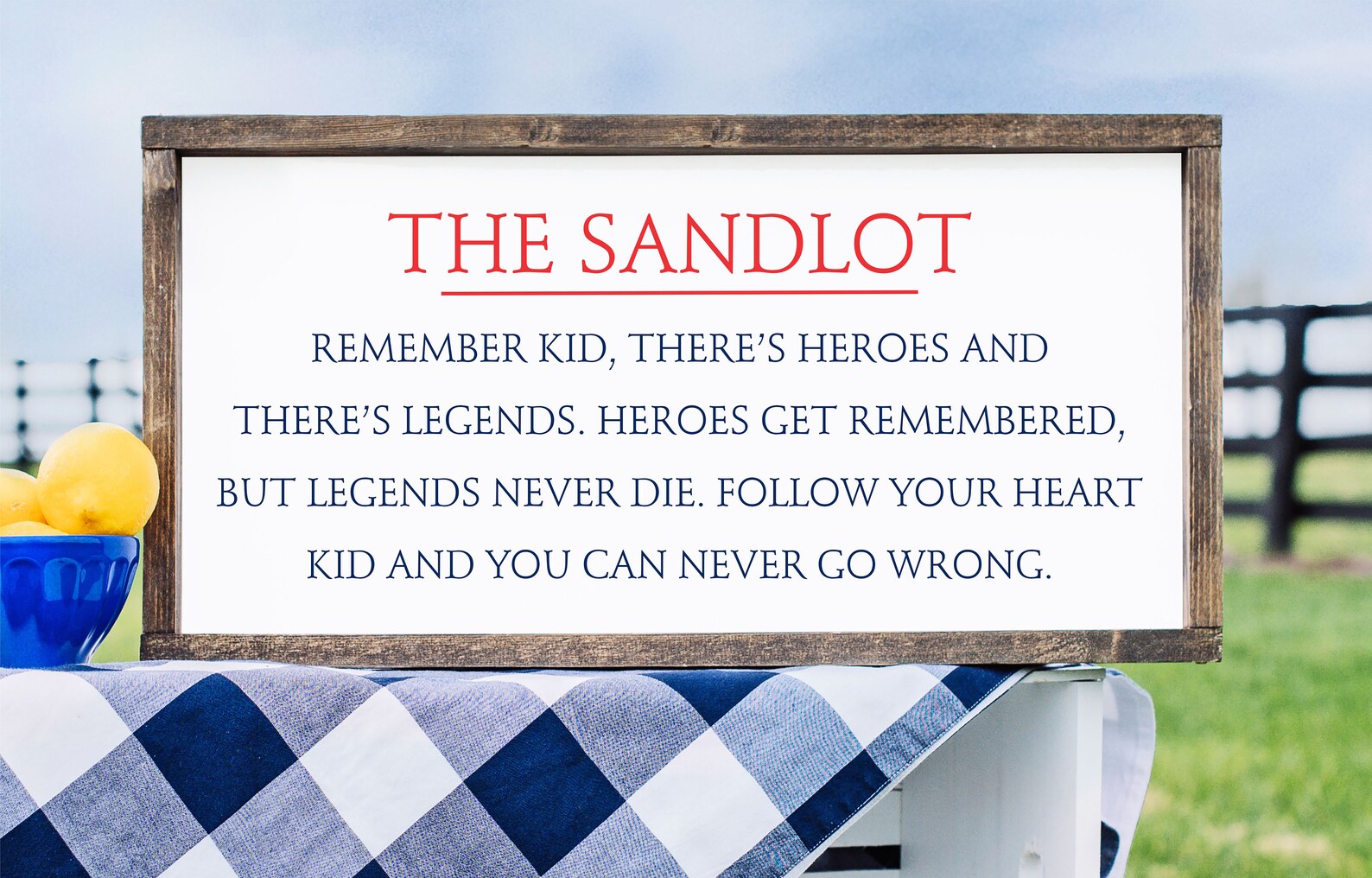 The Sandlot Pine Wood Framed Canvas Sign Heroes and Legends - Etsy