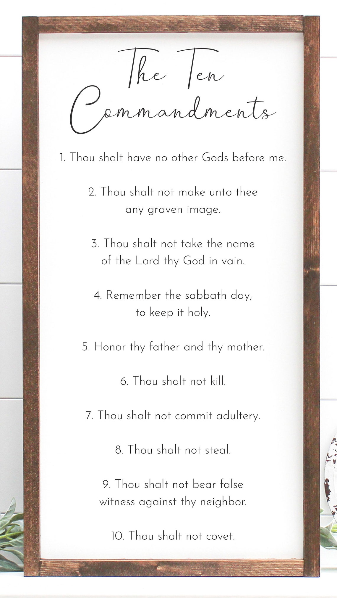 The Ten Commandments Sign Wood Framed Canvas Sign - Etsy