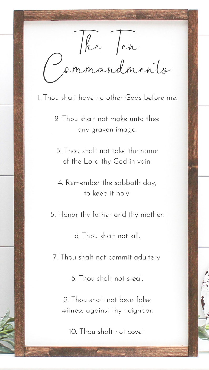 The Ten Commandments Sign Wood Framed Canvas Sign - Etsy