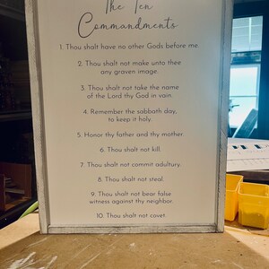 The Ten Commandments Sign Wood Framed Canvas Sign - Etsy