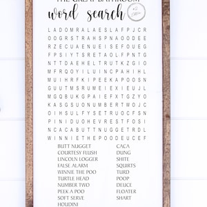 Funny Word Search Pine Wood Framed Canvas Sign | Poop Word Search ...