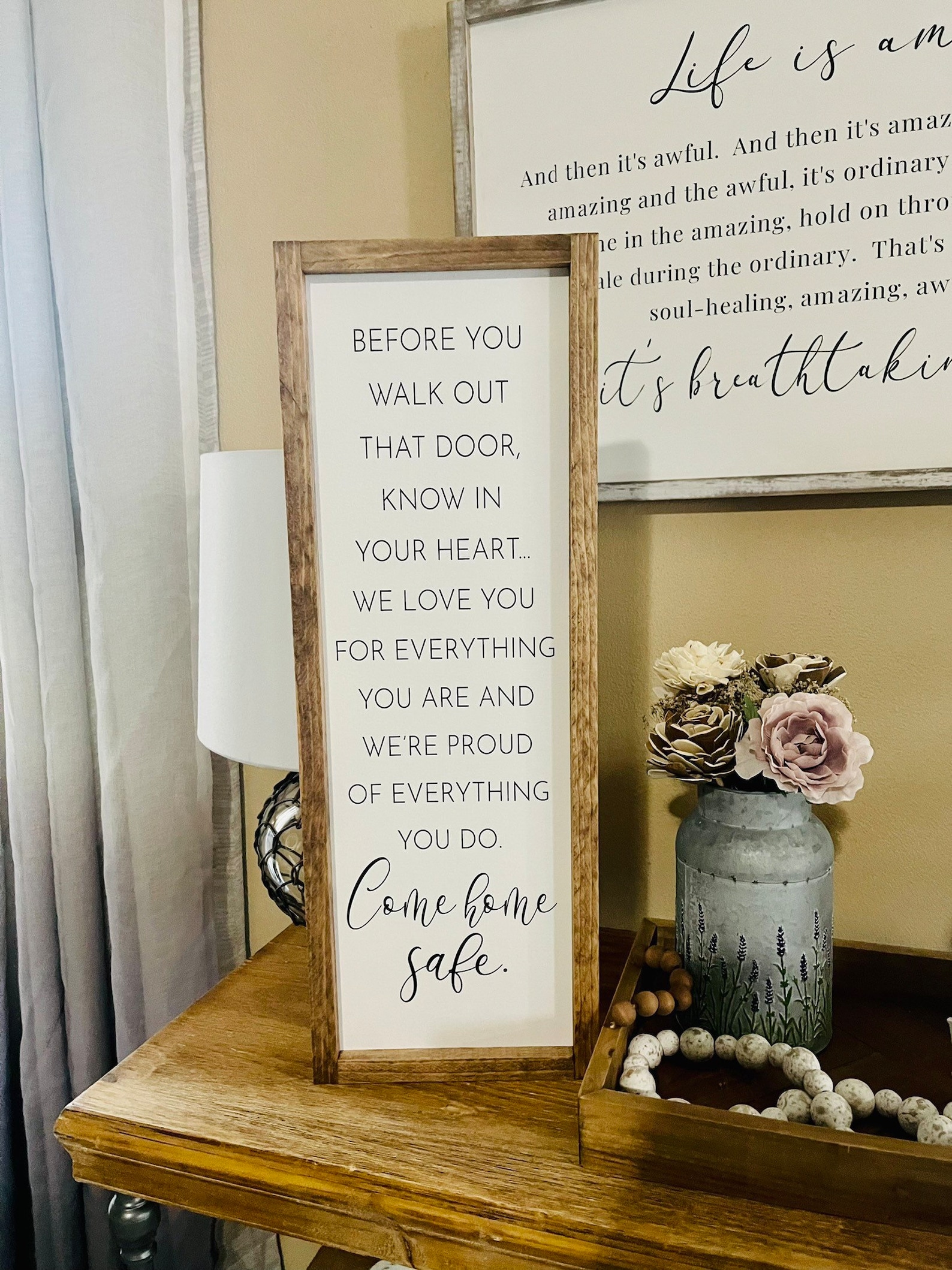 Come Home Safe Framed Canvas Sign | Entry Way Sign | Police Gift ...