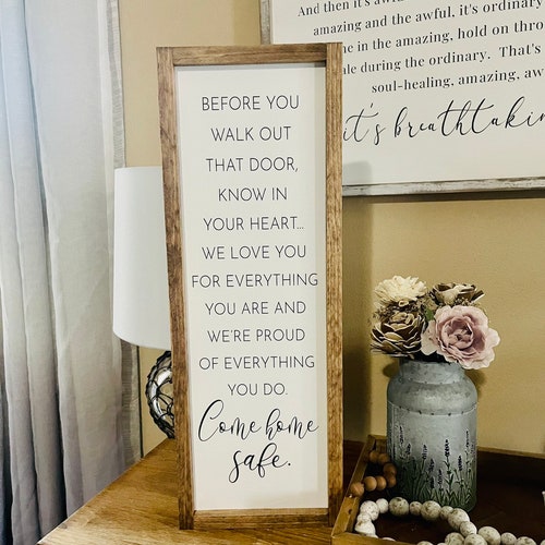 Come Home Safe Framed Canvas Sign Entry Way Sign Police - Etsy