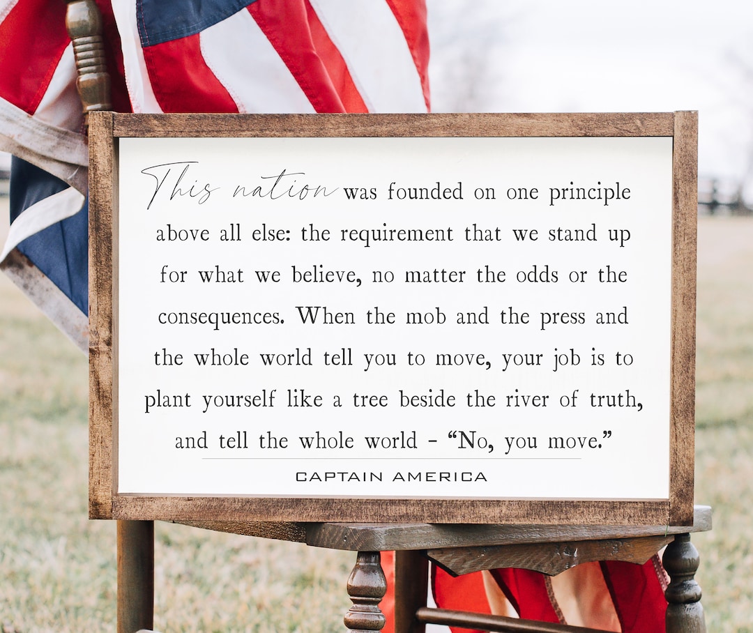 Captain America No You Move Pine Wood Framed Canvas Sign | Marvel Fan ...