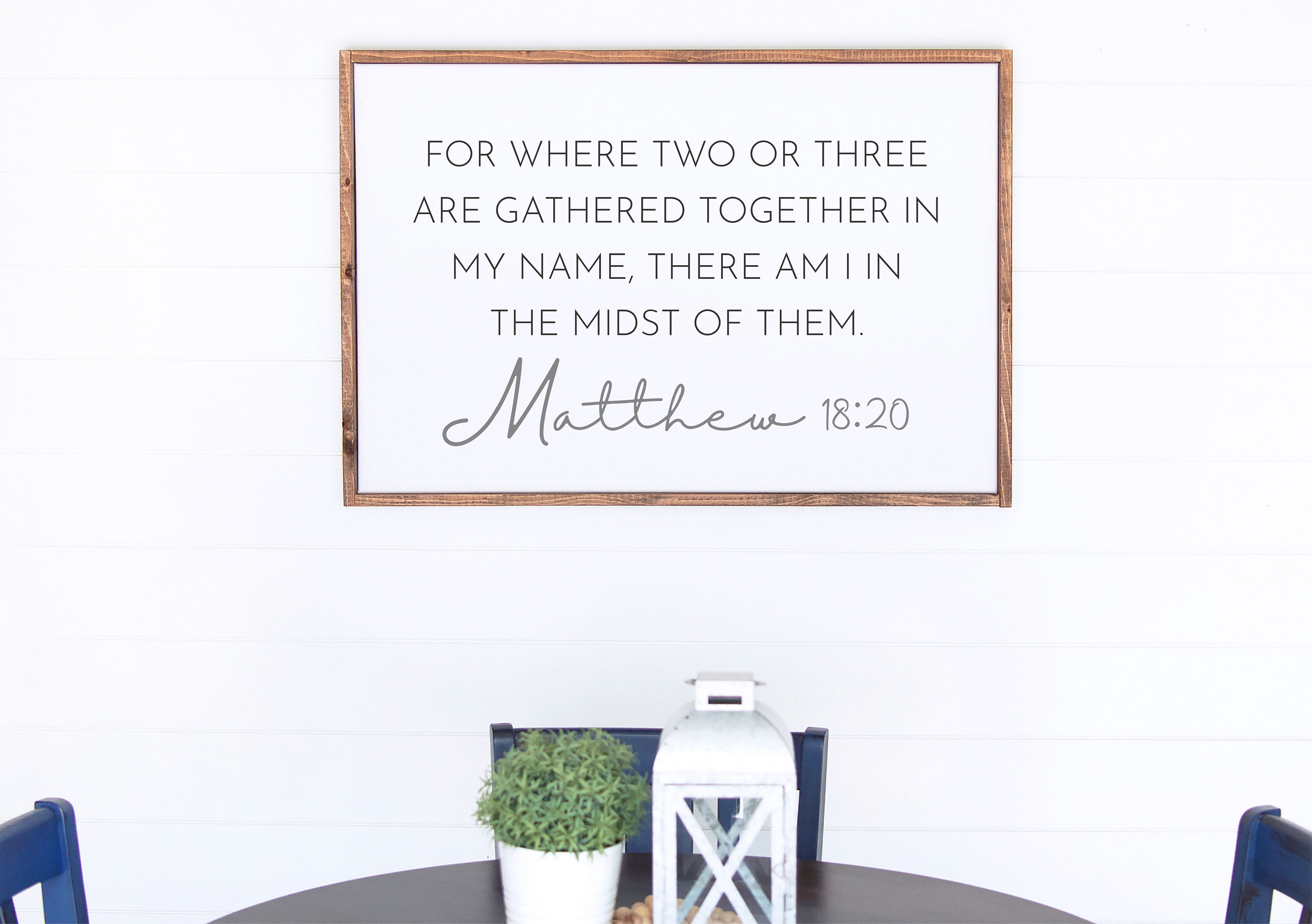 Matthew 18:20 Bible Verse | Pine Wood Framed Canvas Sign | for Where ...