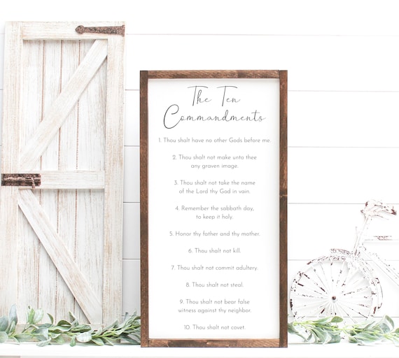 The Ten Commandments Sign Wood Framed Canvas Sign - Etsy
