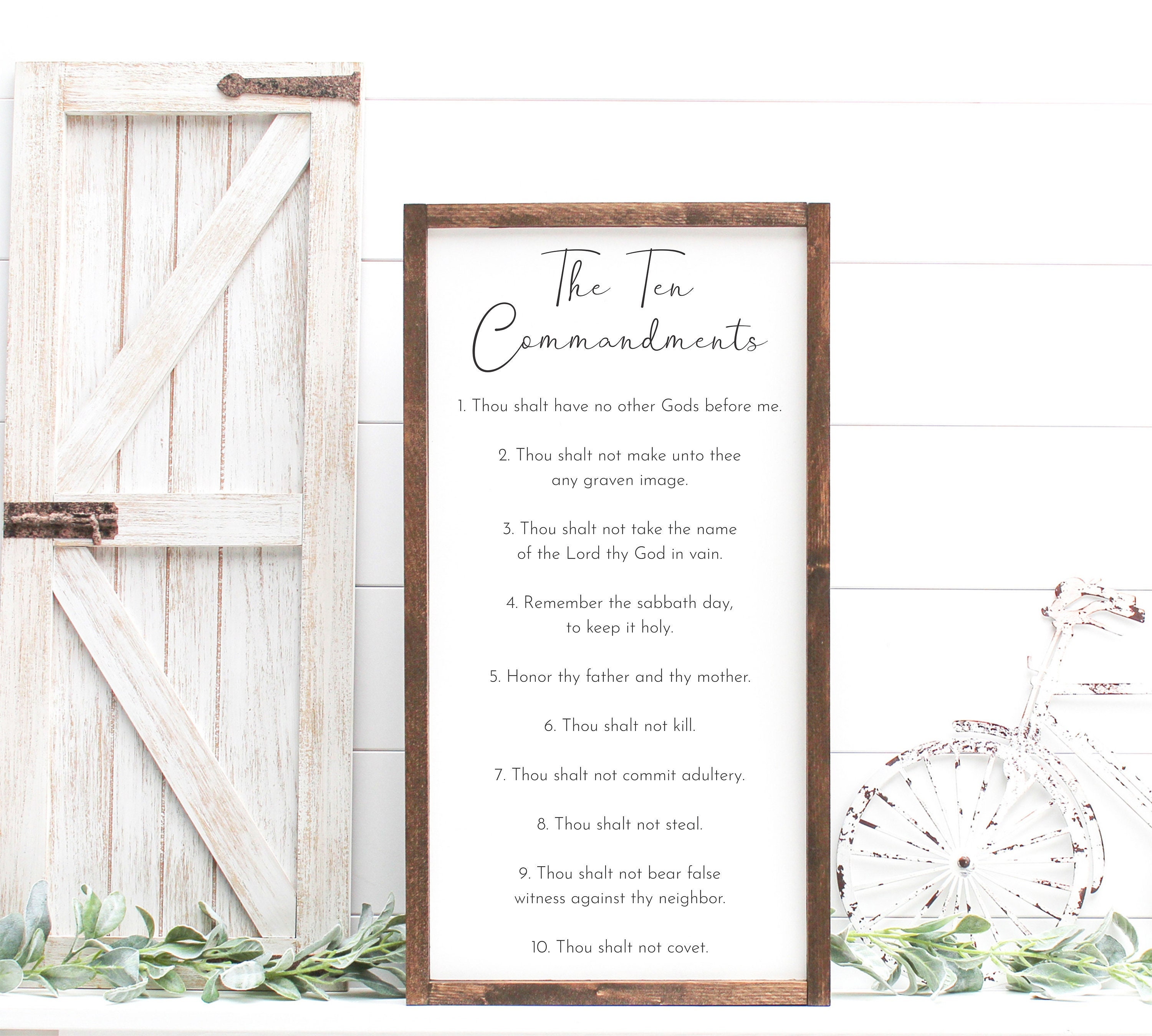 The Ten Commandments Sign Wood Framed Canvas Sign - Etsy