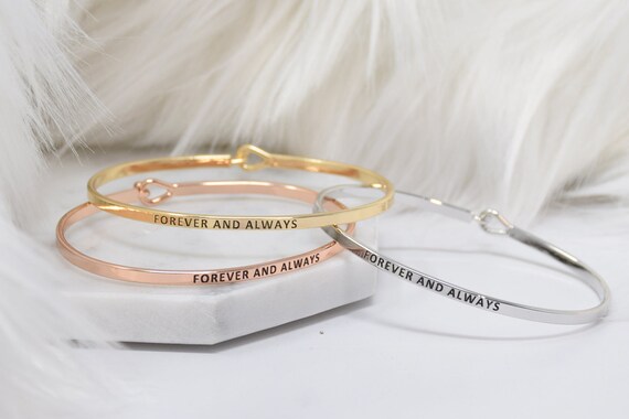 Forever and Always Bracelet Bangle With Message for Women | Etsy