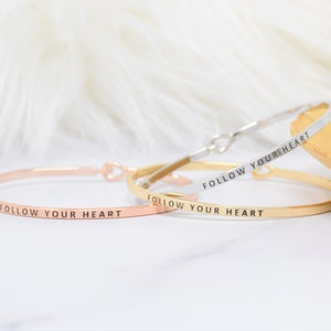 Follow Your Heart - Bracelet Bangle With Message for Women Girl ...
