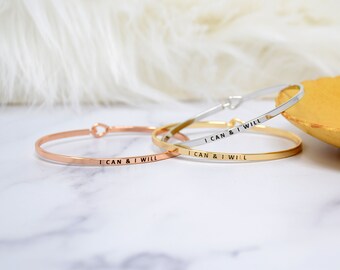 Actually I Can Bracelet Bangle With Message for Women Girl | Etsy