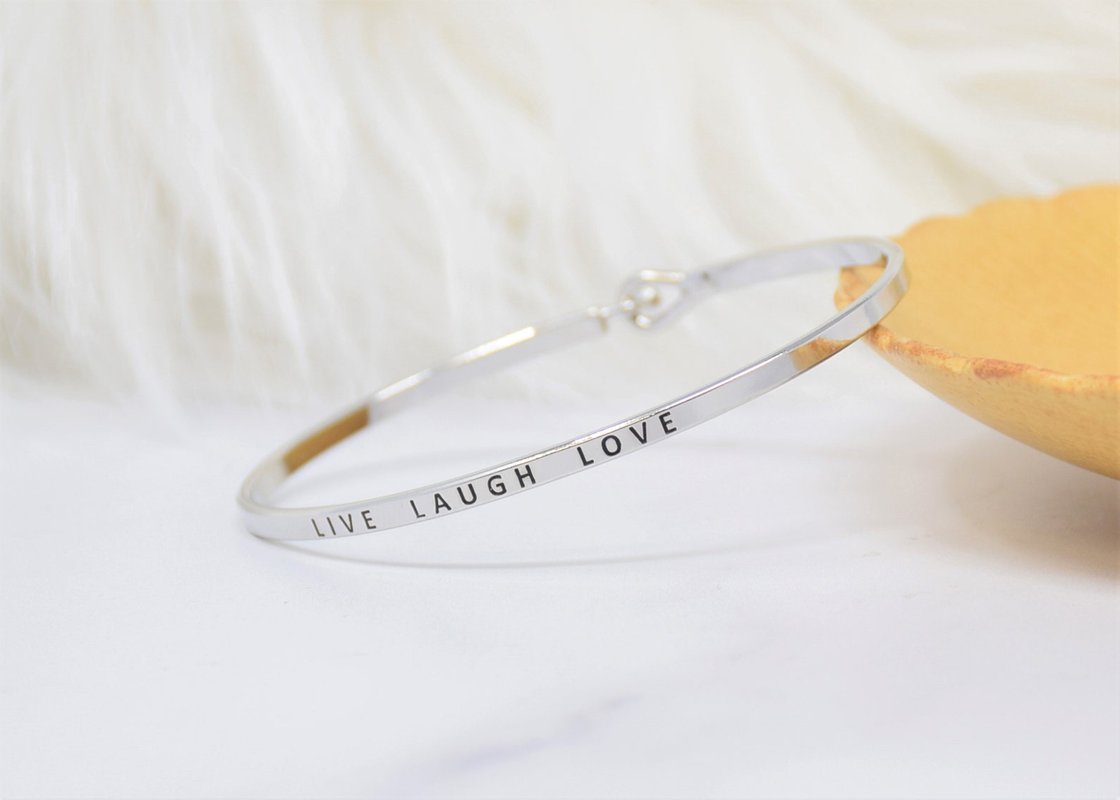 Live Laugh Love Bracelet Bangle with Message for Women Girl | Etsy