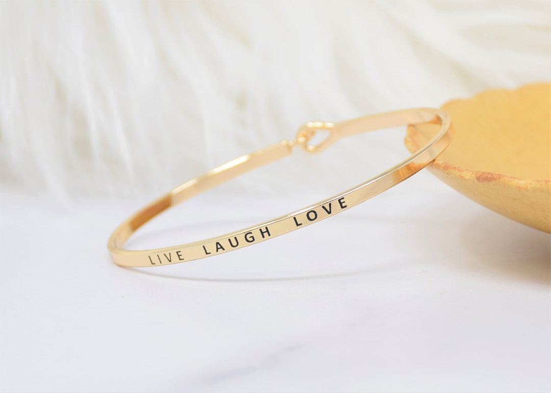 Live Laugh Love - Bracelet Bangle With Message for Women Girl Daughter ...