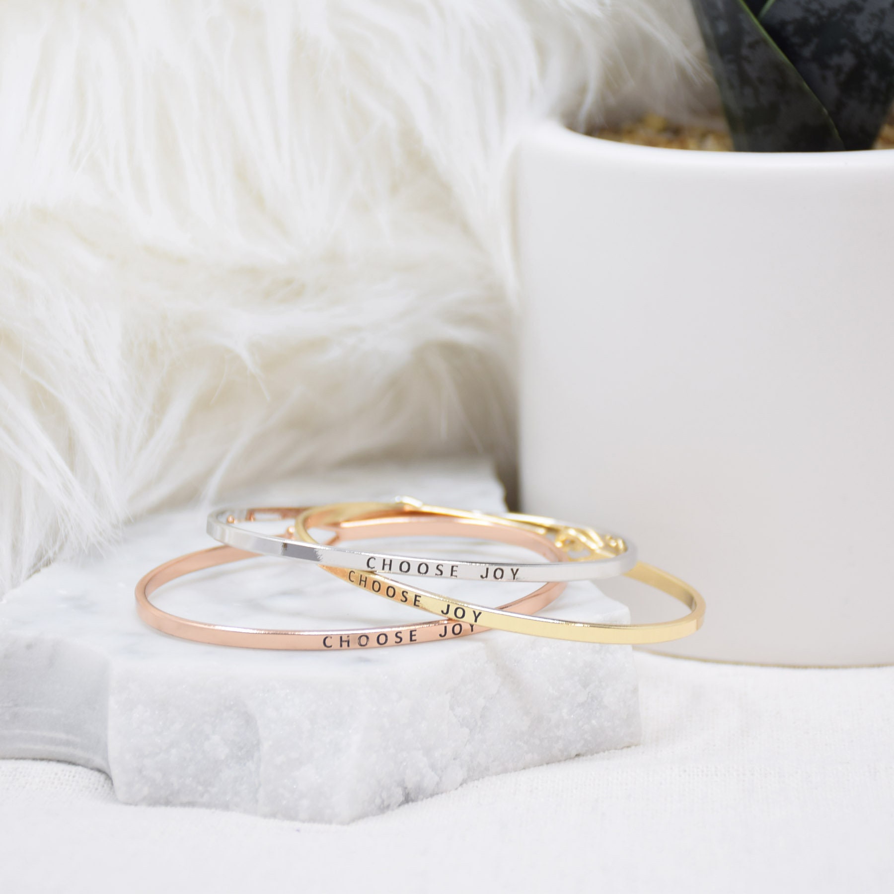 Choose Joy - Bracelet Bangle with Message for Women Girl Daughter Wife ...