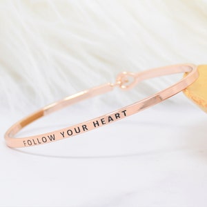Follow Your Heart Bracelet Bangle With Message for Women Girl Daughter ...