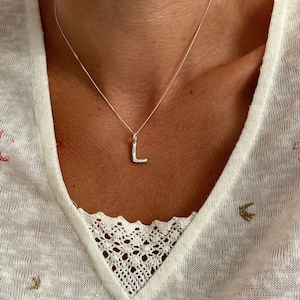 Silver Letter L Necklace - Small Sterling Silver Initial Charm ...