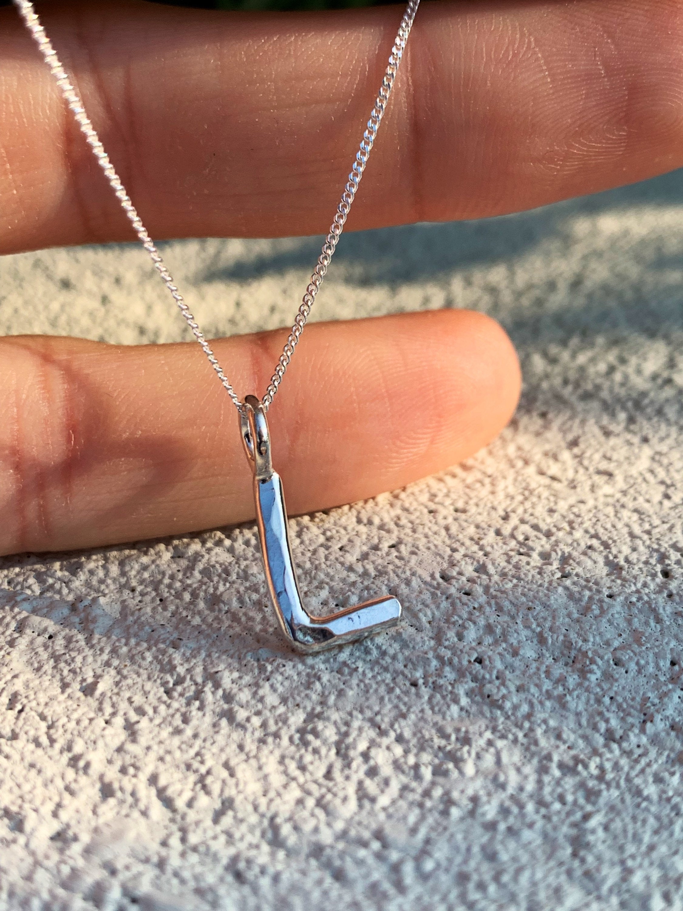 Silver Letter L Necklace Small Sterling Silver Initial Charm - Etsy UK