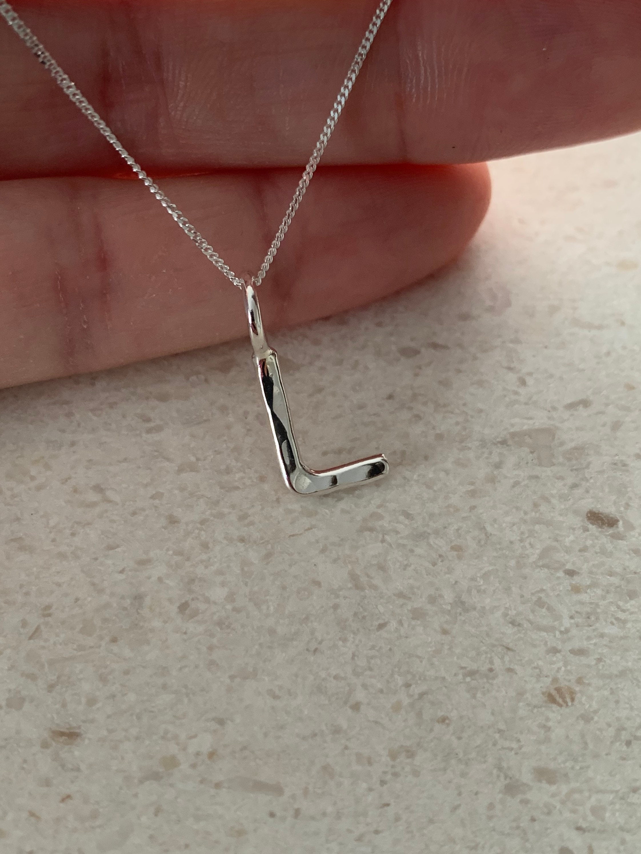 Silver Letter L Necklace Small Sterling Silver Initial Charm - Etsy UK