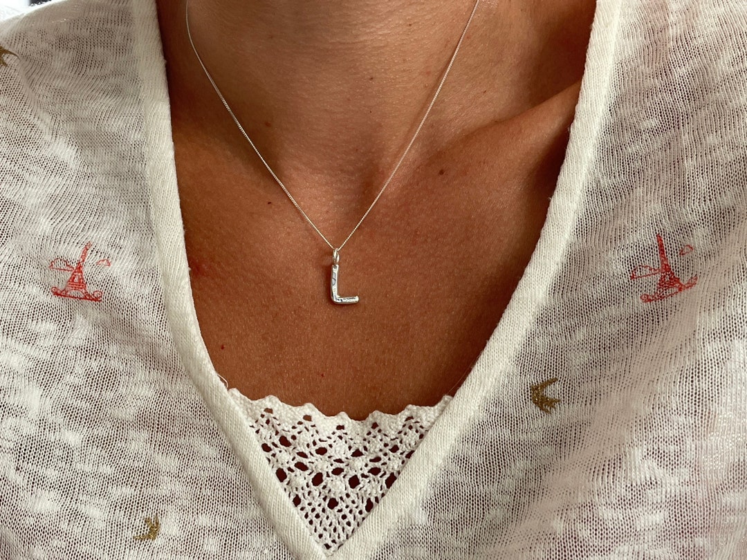 Silver Letter L Necklace - Small Sterling Silver Initial Charm ...