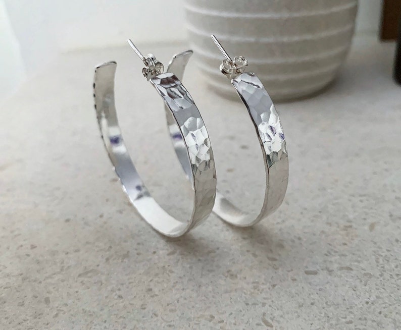 Solid Silver Hoops Large Chunky Hoop Earrings 5mm Wide - Etsy