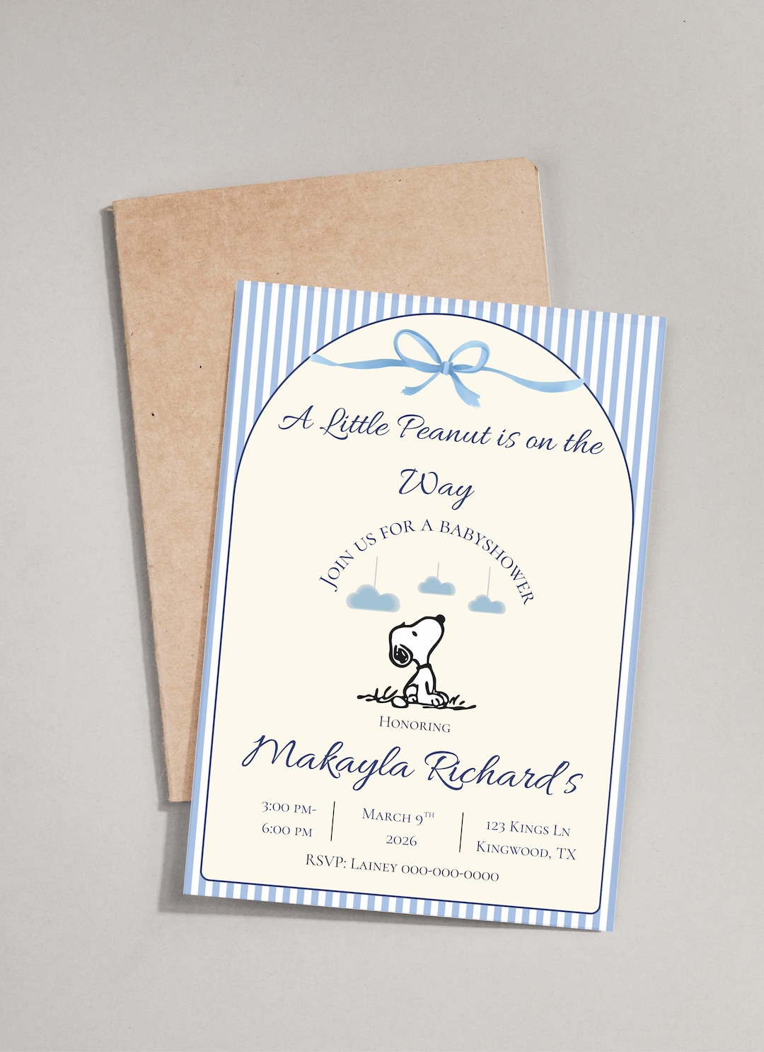 Snoopy Babyshower Invitation | Babyshower Digital Invite | A Little ...