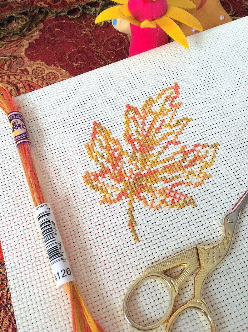 Variegated Autumn Maple Leaf Cross Stitch Pattern Autumn | Etsy