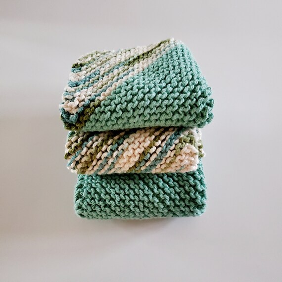 Cotton Dish Cloths 100% Cotton Hand Knitted Wash Cloths Home - Etsy