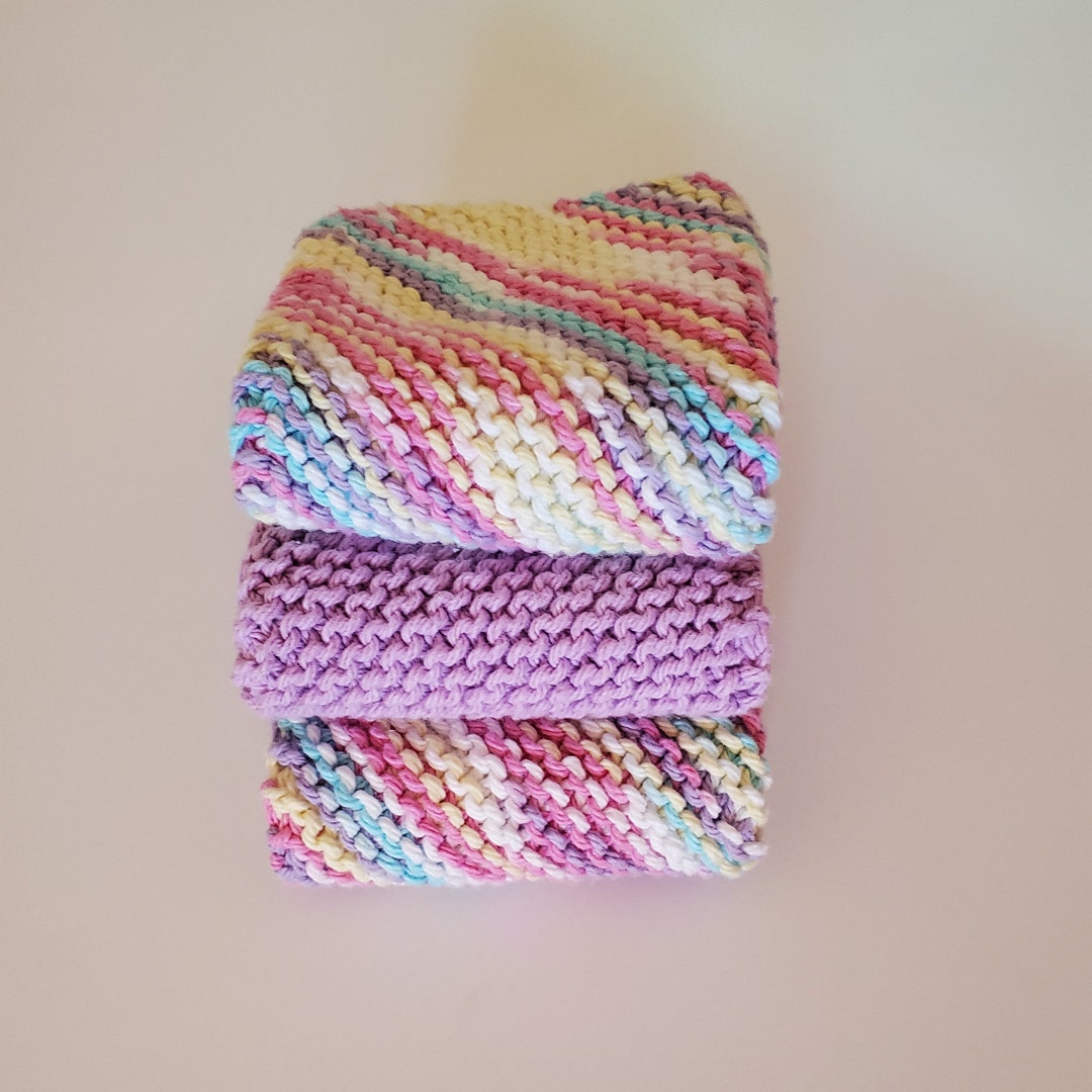 Cotton Dish Cloths, 100% Cotton Hand Knitted Wash Cloths, Gift for Her ...
