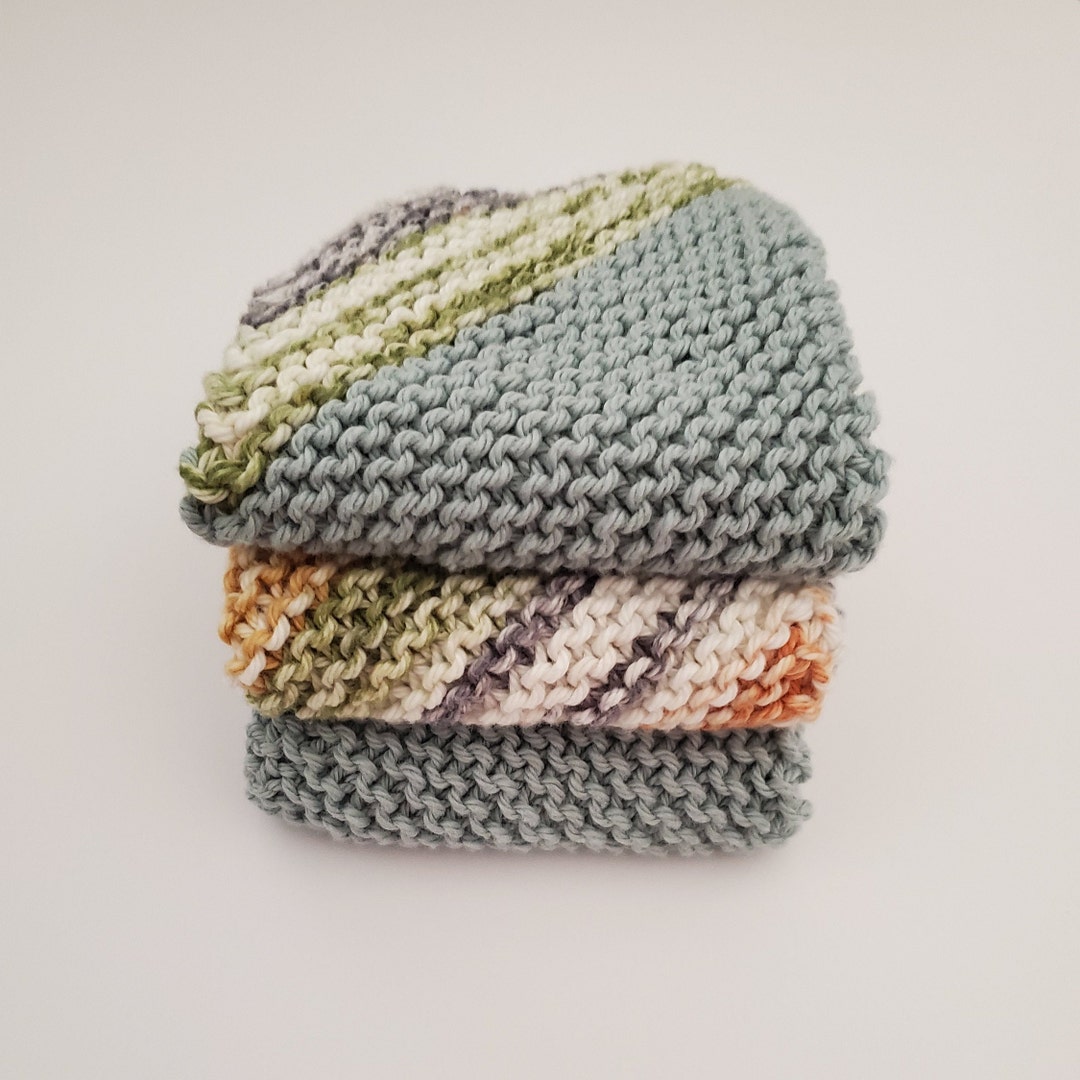 Cotton Dish Cloths, 100% Cotton Hand Knitted Wash Cloths, Gift for Her ...