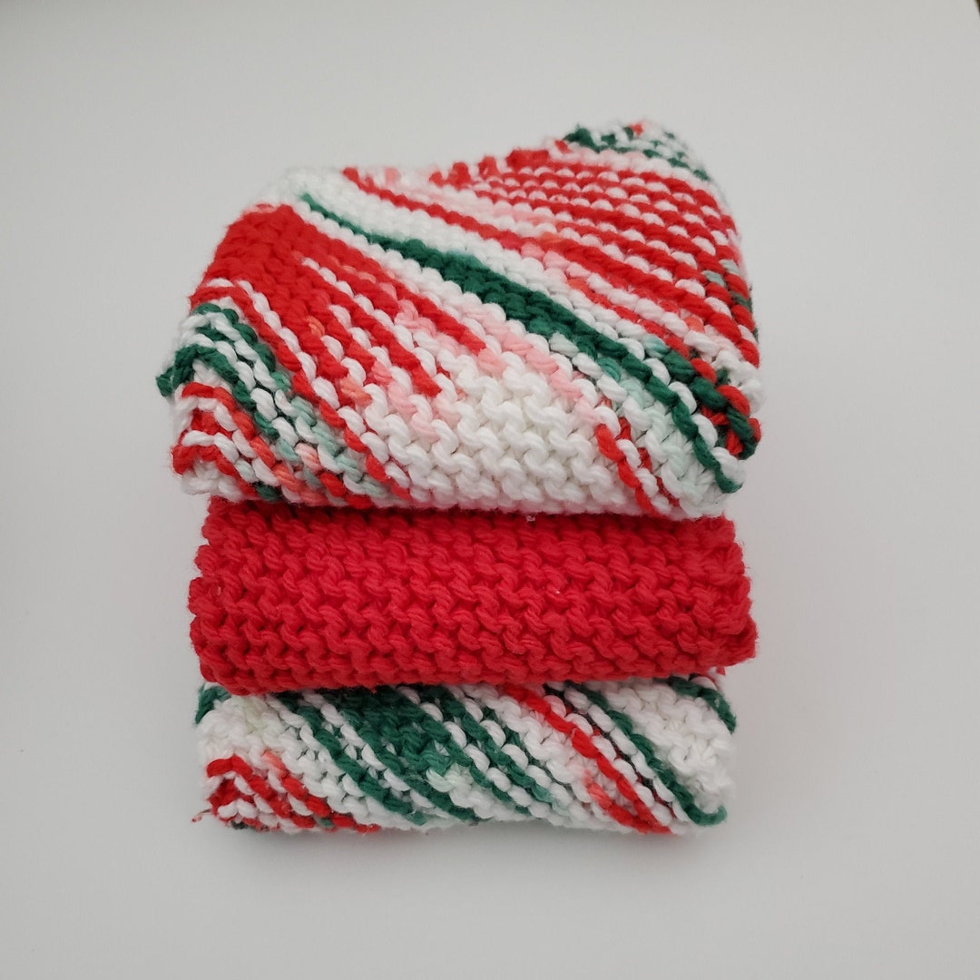 Cotton Dish Cloths, 100% Cotton Hand Knitted Wash Cloths, Gift for Her ...