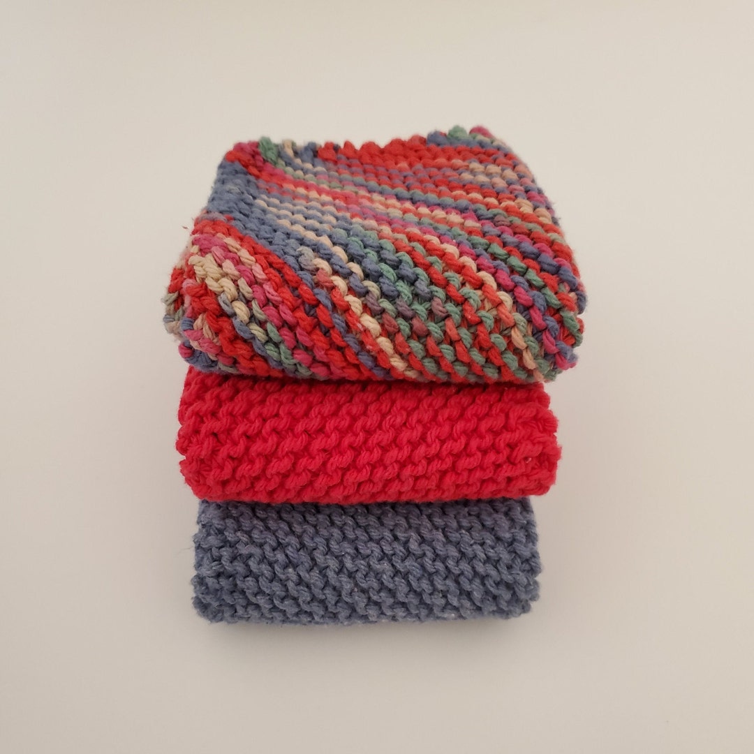 Cotton Dish Cloths, 100% Cotton Hand Knitted Wash Cloths, Gift for Her ...