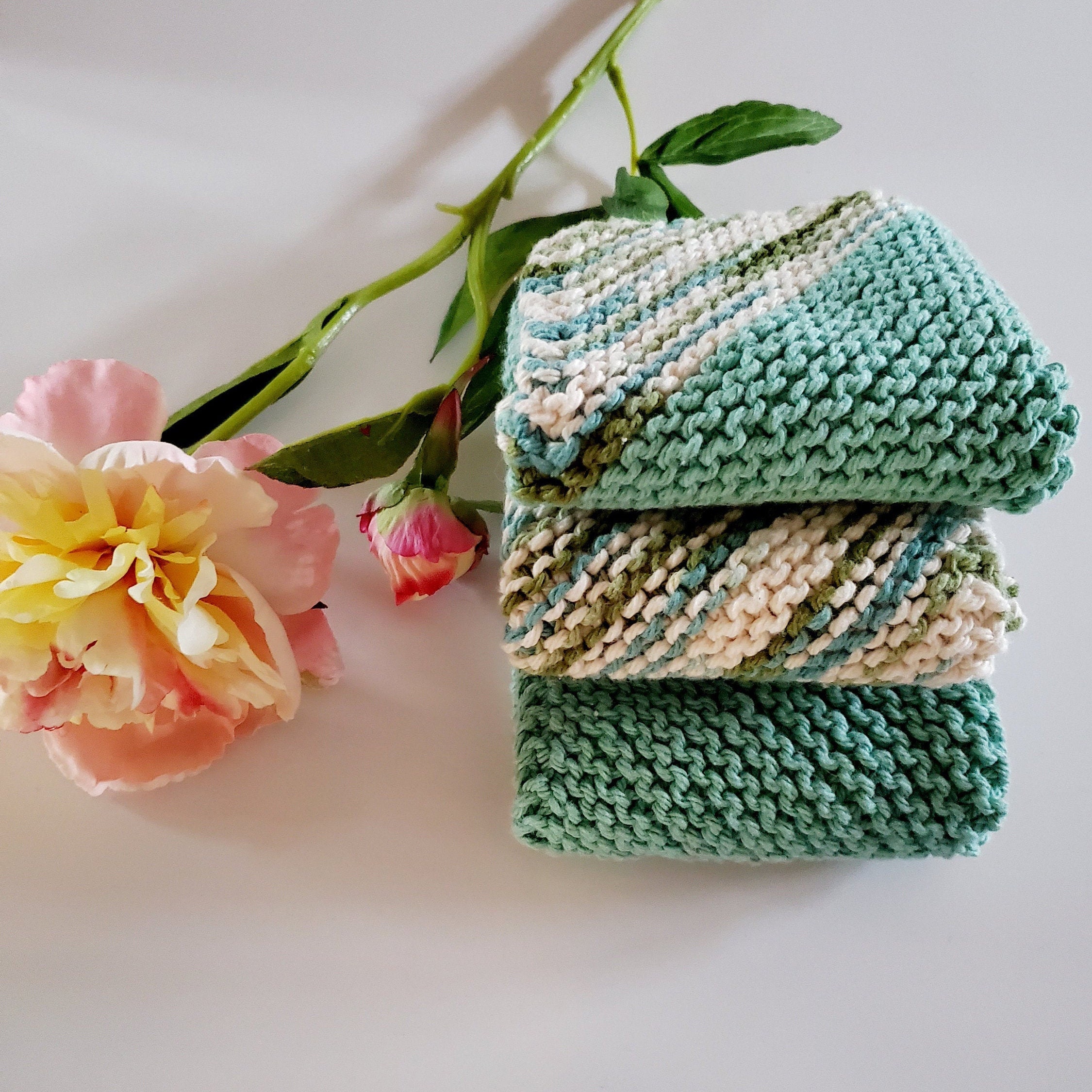 Cotton Dish Cloths 100% Cotton Hand Knitted Wash Cloths Home - Etsy ...