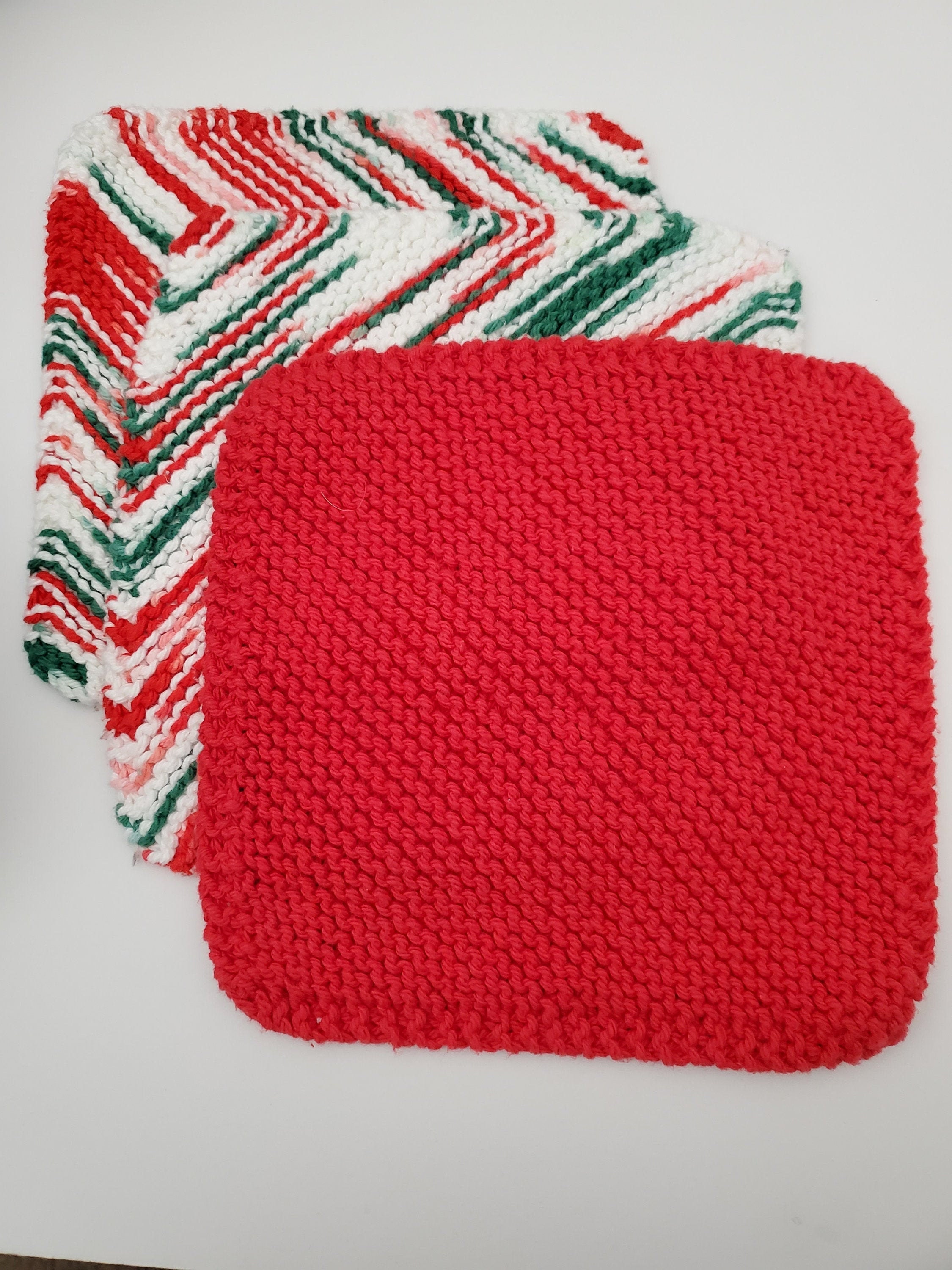 Cotton Dish Cloths, 100% Cotton Hand Knitted Wash Cloths, Gift for Her ...