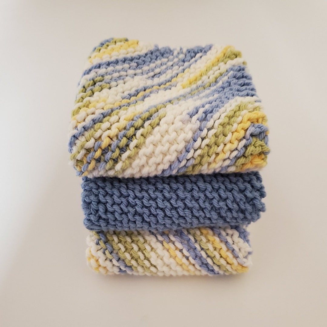 Cotton Dish Cloths, 100% Cotton Hand Knitted Wash Cloths, Gift for Her ...