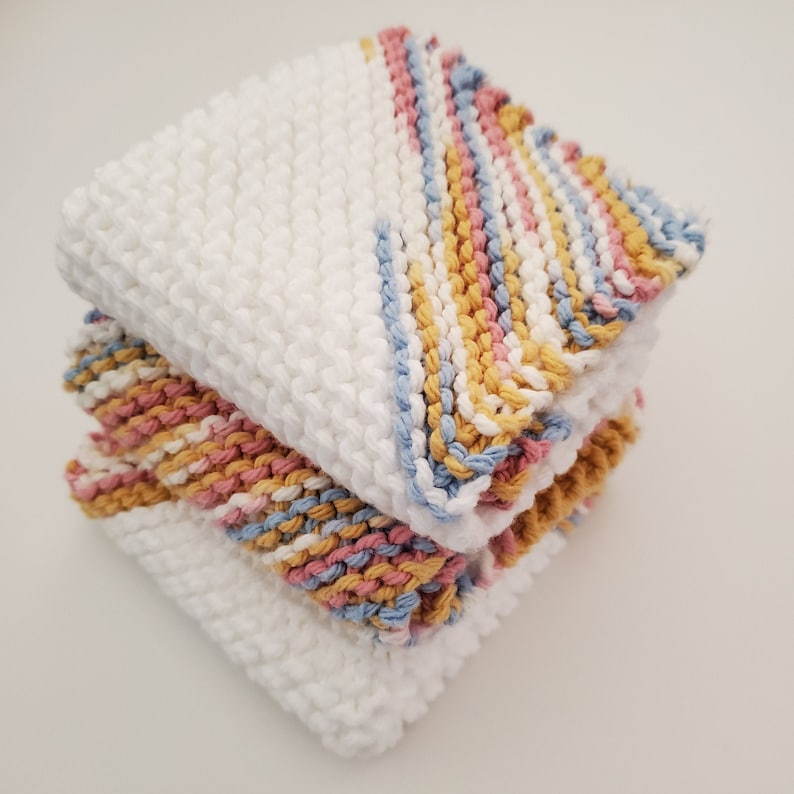 Cotton Dish Cloths, 100% Cotton Hand Knitted Wash Cloths, Gift for Her ...