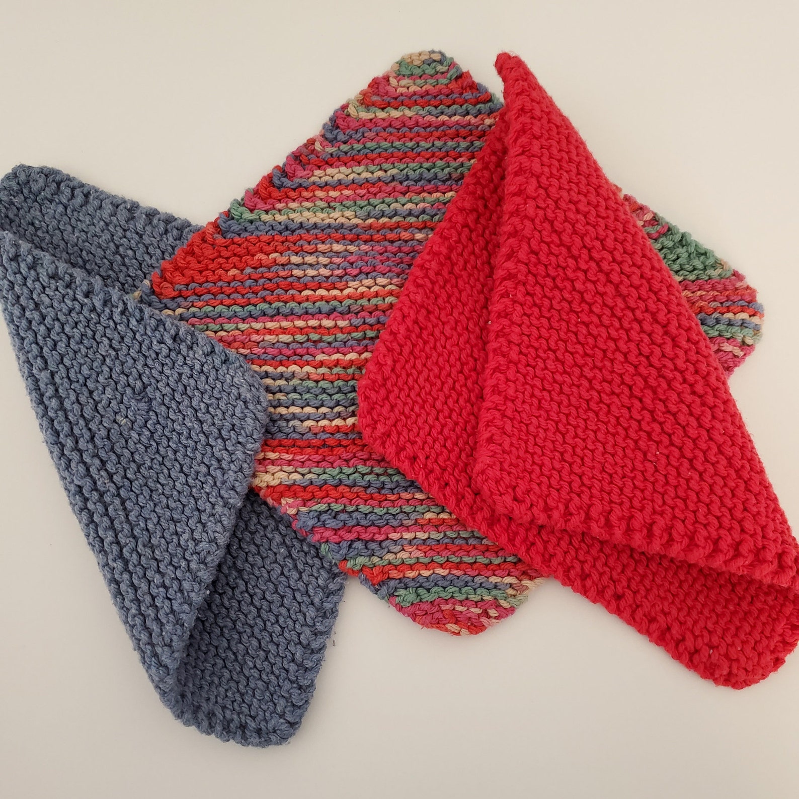 Cotton Dish Cloths 100% Cotton Hand Knitted Wash Cloths Gift | Etsy