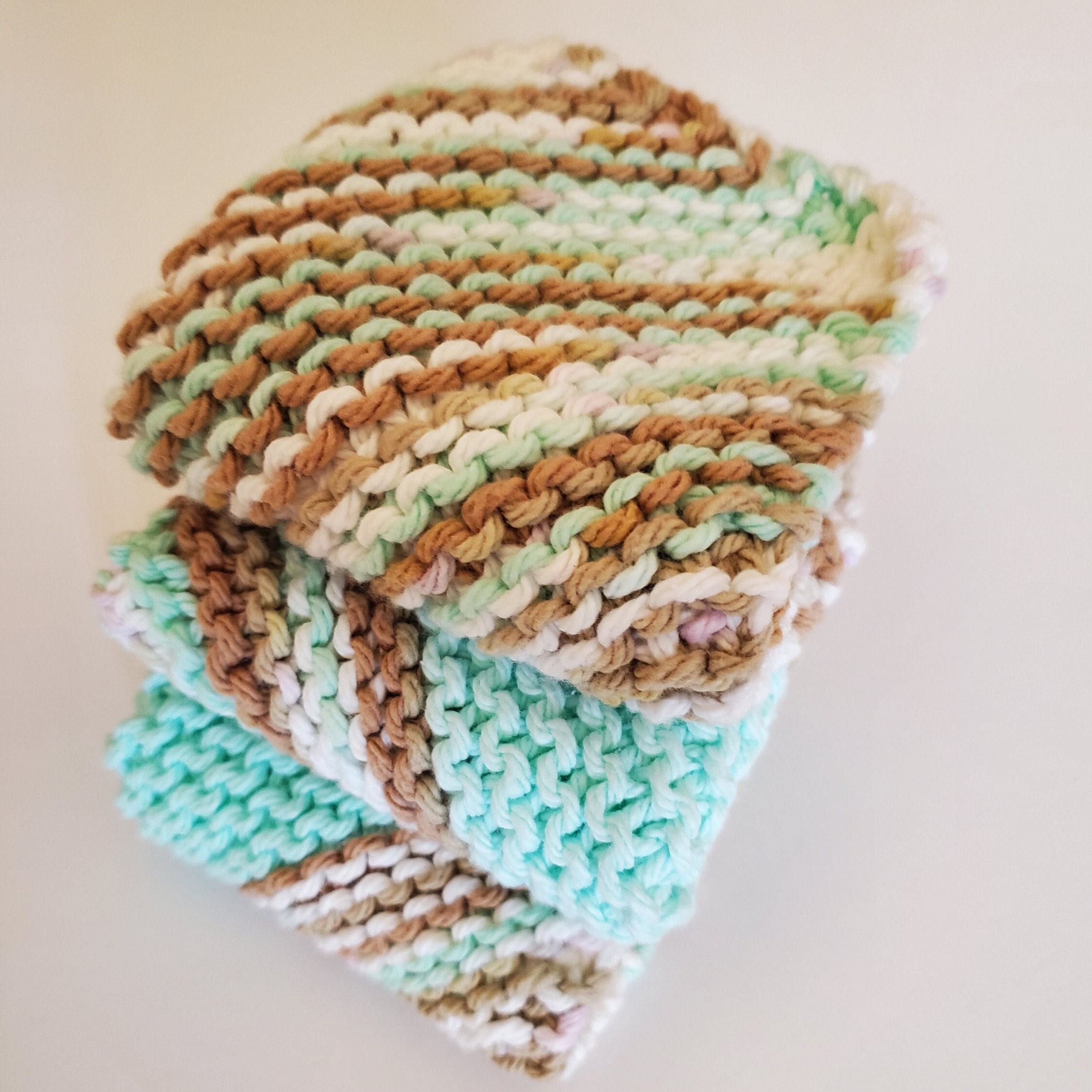 Cotton Dish Cloths, 100% Cotton Hand Knitted Wash Cloths, Gift for Her ...