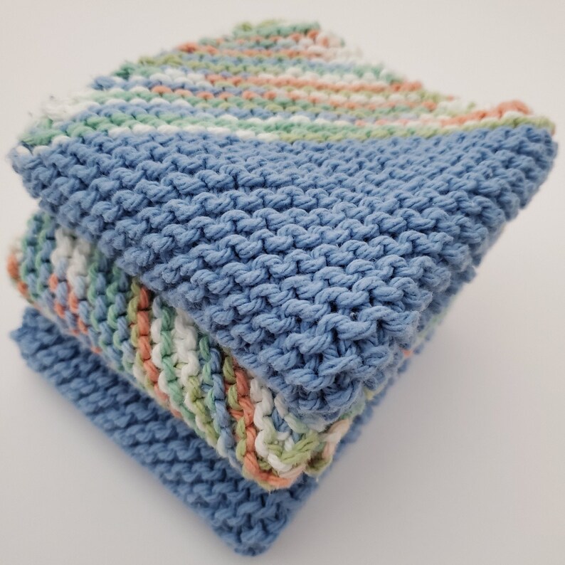 Cotton Dish Cloths, 100% Cotton Hand Knitted Wash Cloths, Gift for Her ...