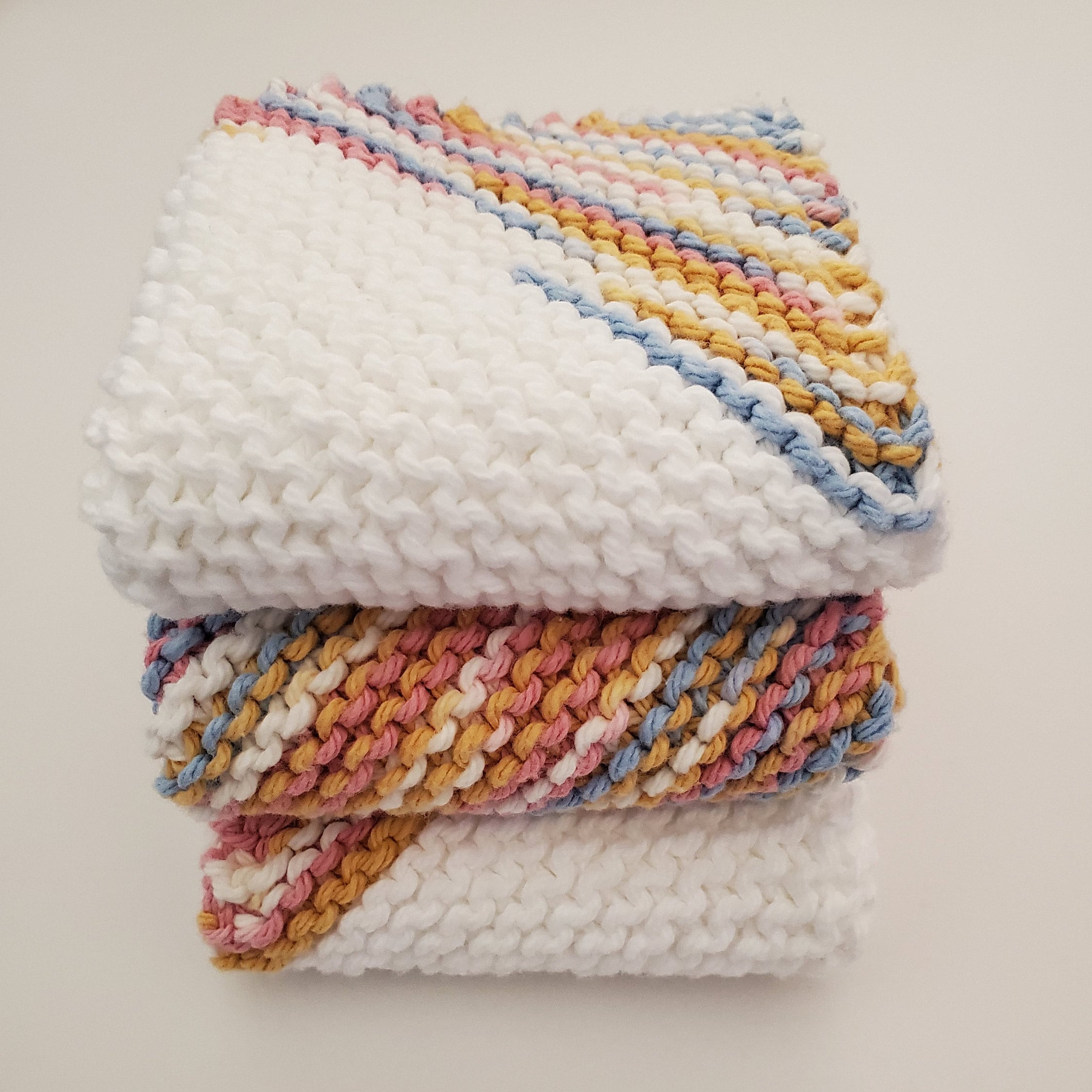 Cotton Dish Cloths, 100% Cotton Hand Knitted Wash Cloths, Gift for Her ...