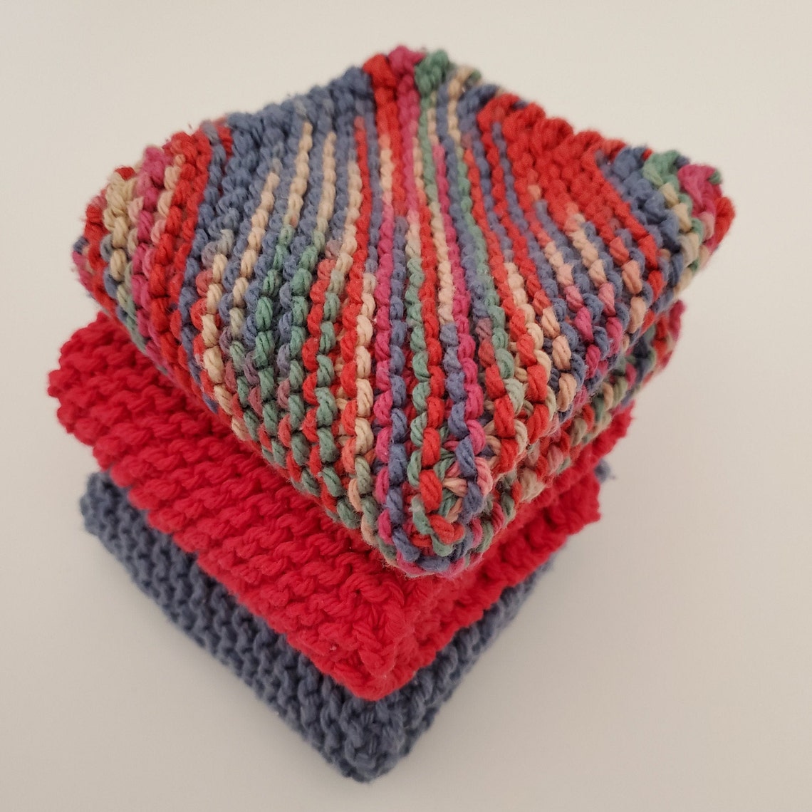 Cotton Dish Cloths 100% Cotton Hand Knitted Wash Cloths Gift - Etsy