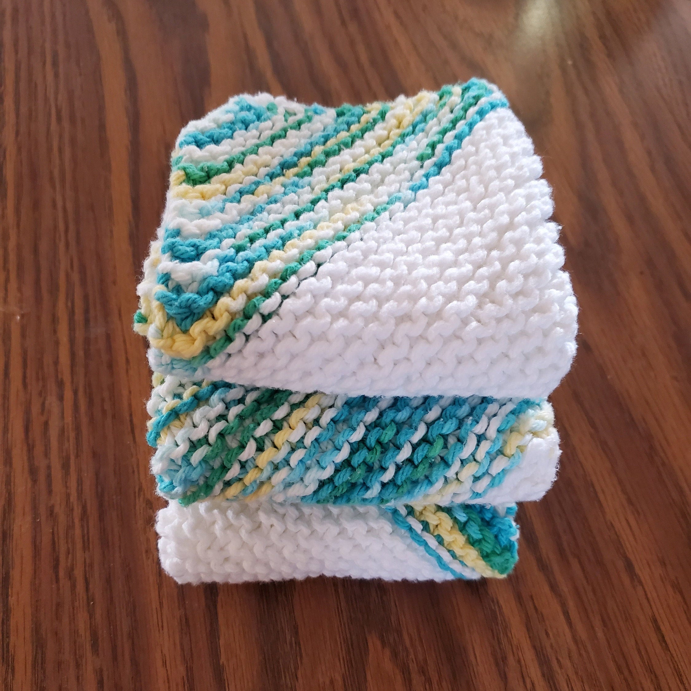 Cotton dish cloths 100% cotton hand knitted wash cloths bath | Etsy