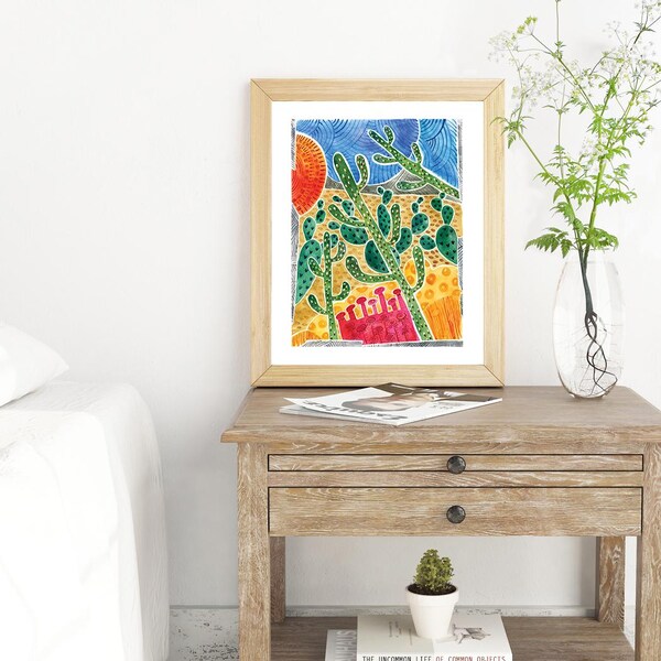 Happy Birthday Card, Blooming Prickly Pear, Southwest Birthday ...